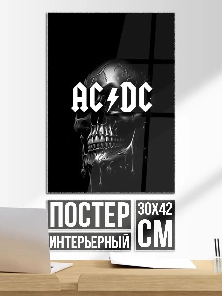 Постер на стену AC DC - большой череп с подтеками