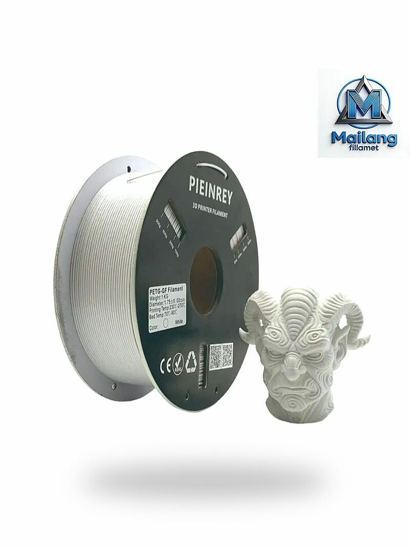 PETG-GF(Glass Fiber) пластик для 3d принтера 1.75 мм, 1 кг, белое
