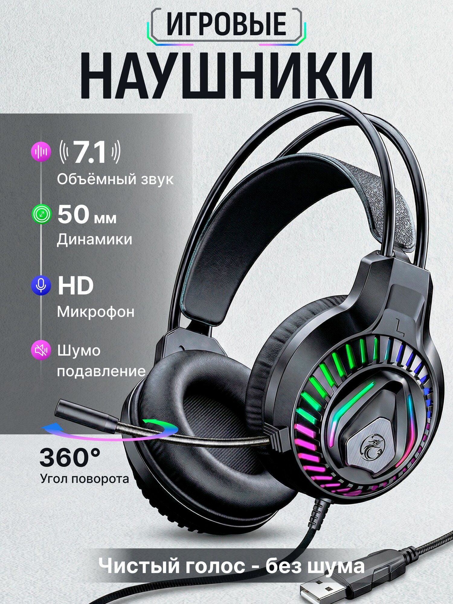 Наушники проводные iMICE HD-450 большие игровые для пк и ноутбука
