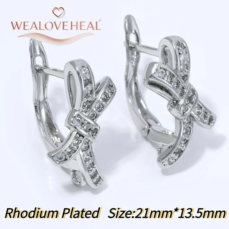 Крючки для сережек WEALOVEHEAL золотые латунные бабочки с кристаллами Rhodium plated