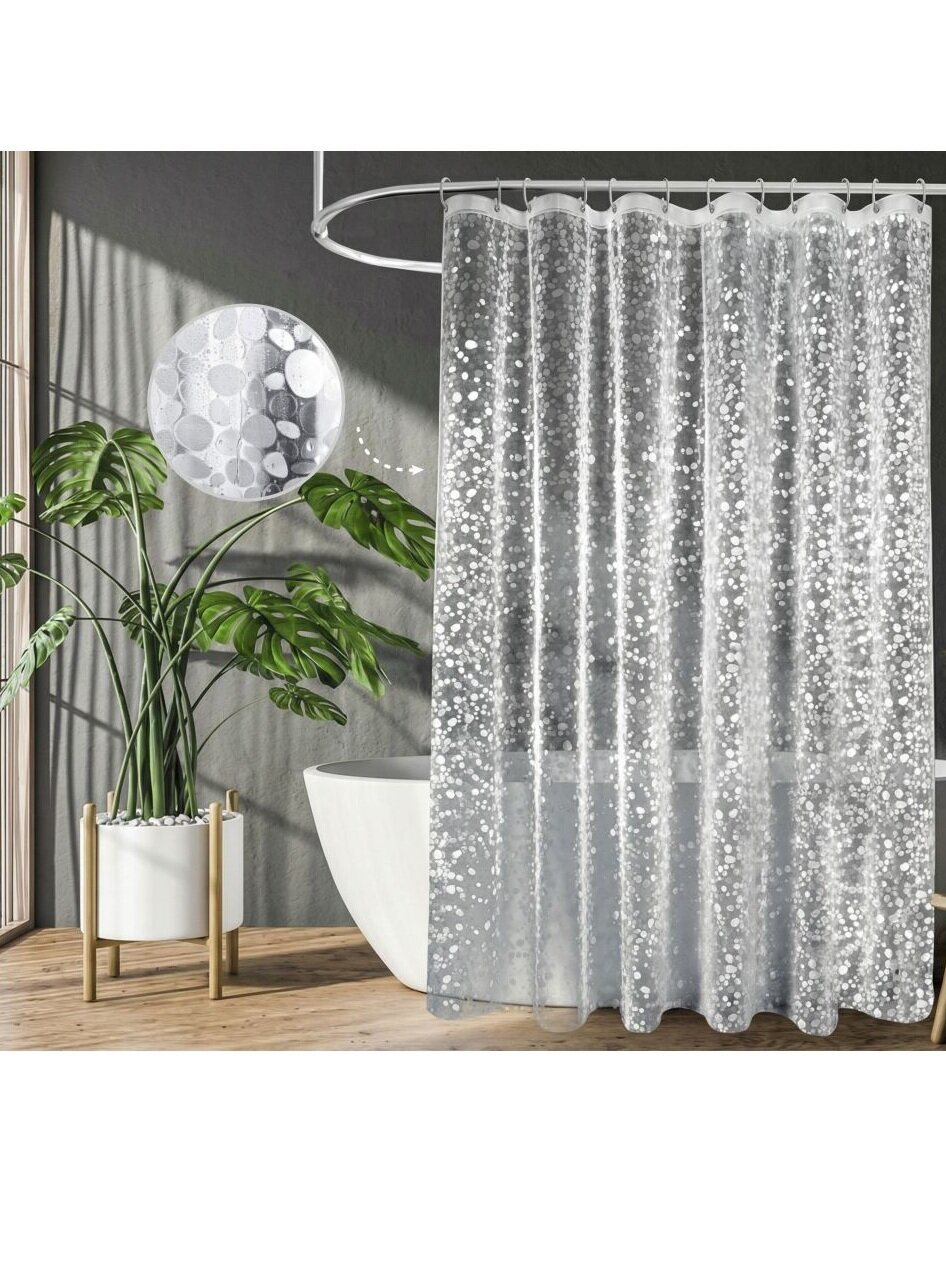 Штора для ванной комнаты 180х180 с кольцами PERFECTO LINEA Aura 3D роса (36-180402)