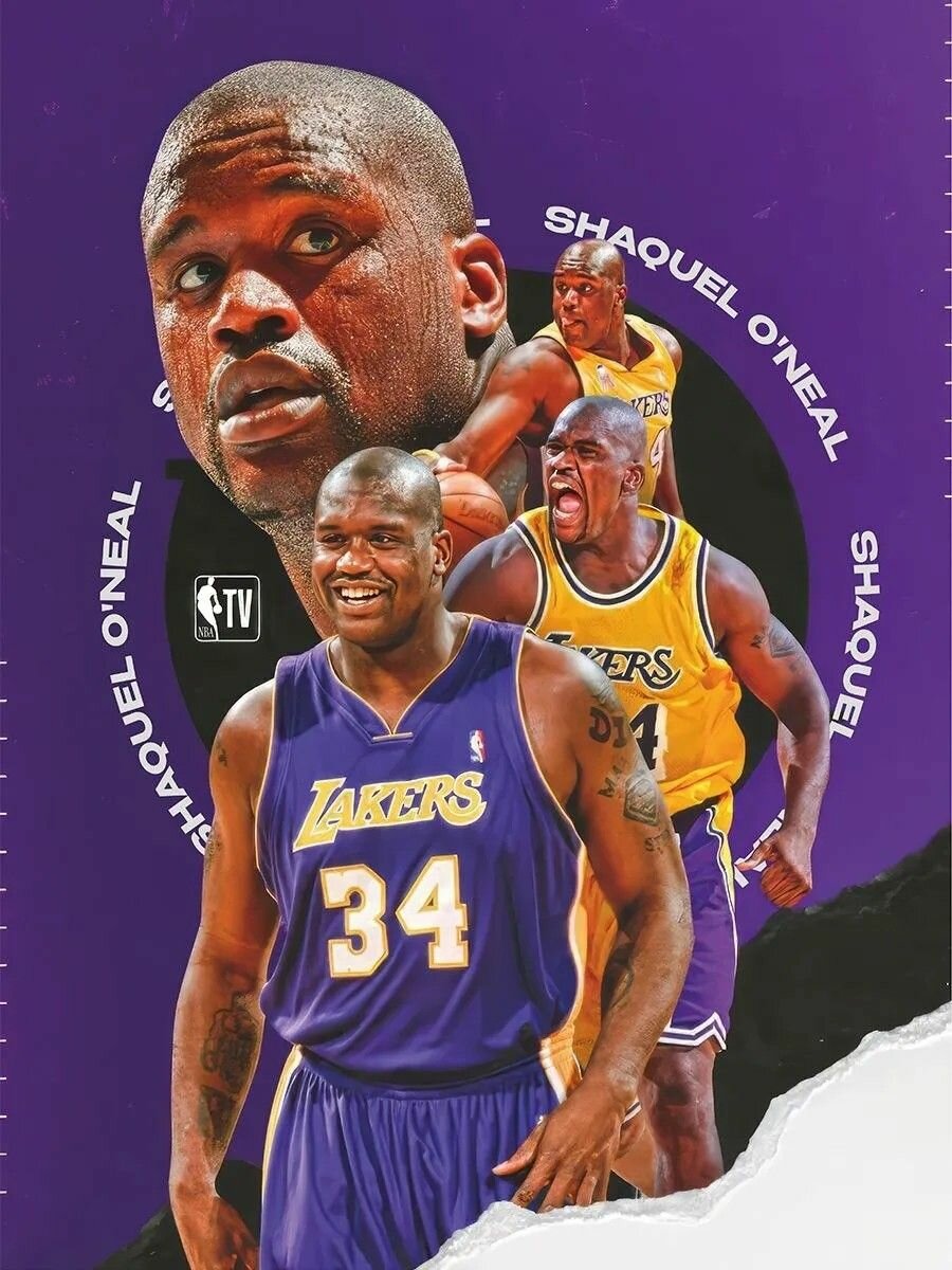 Постер для интерьера на стену (40х50 см). Баскетбол - Шакил Онил (Shaquille O'Neil) Lakers