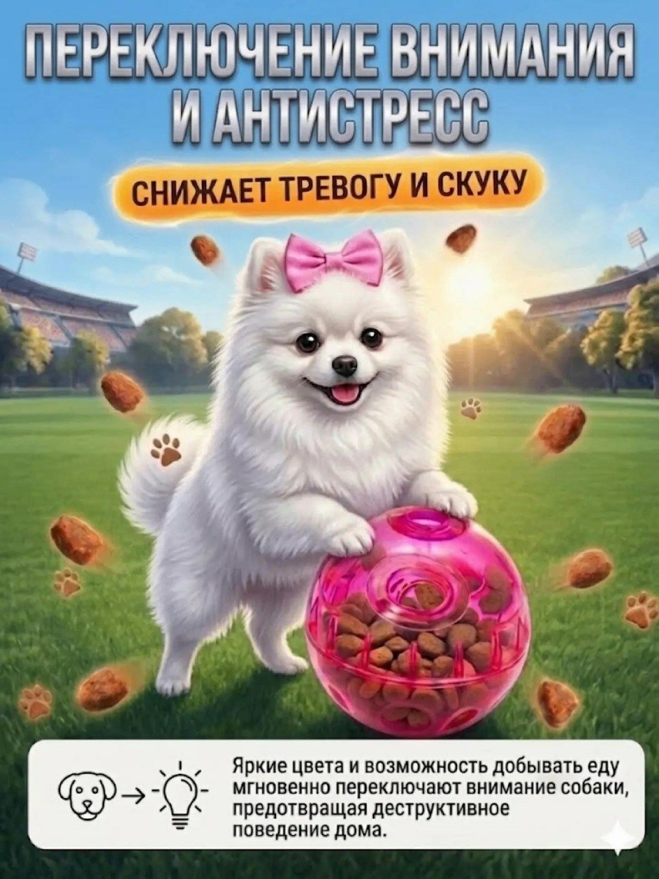 Игрушка для кошек и собак Japan Premium Pet интеллектуальный мяч для лакомств. IQ - ball. Для малых и миниатюрных пород.