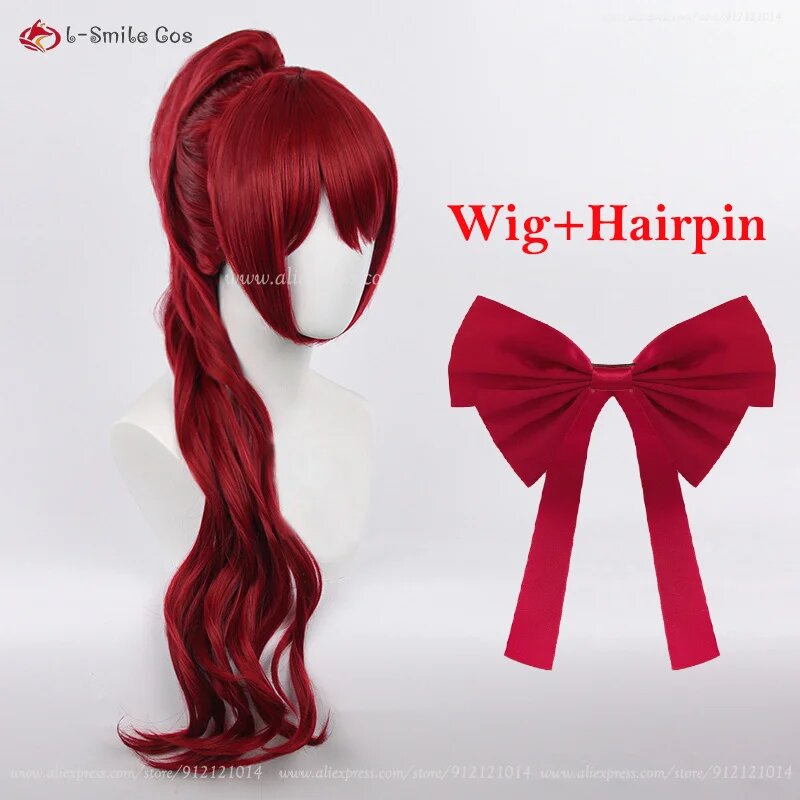 Yoshizawa Kasumi Game P5 Косплей Парик Красный Wig and Hairpin