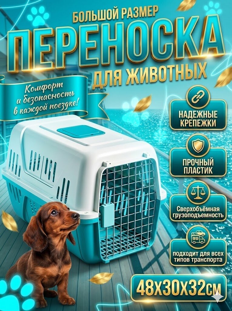 Переноска-клиппер с металлической дверцей и замком, 48х30х32 см