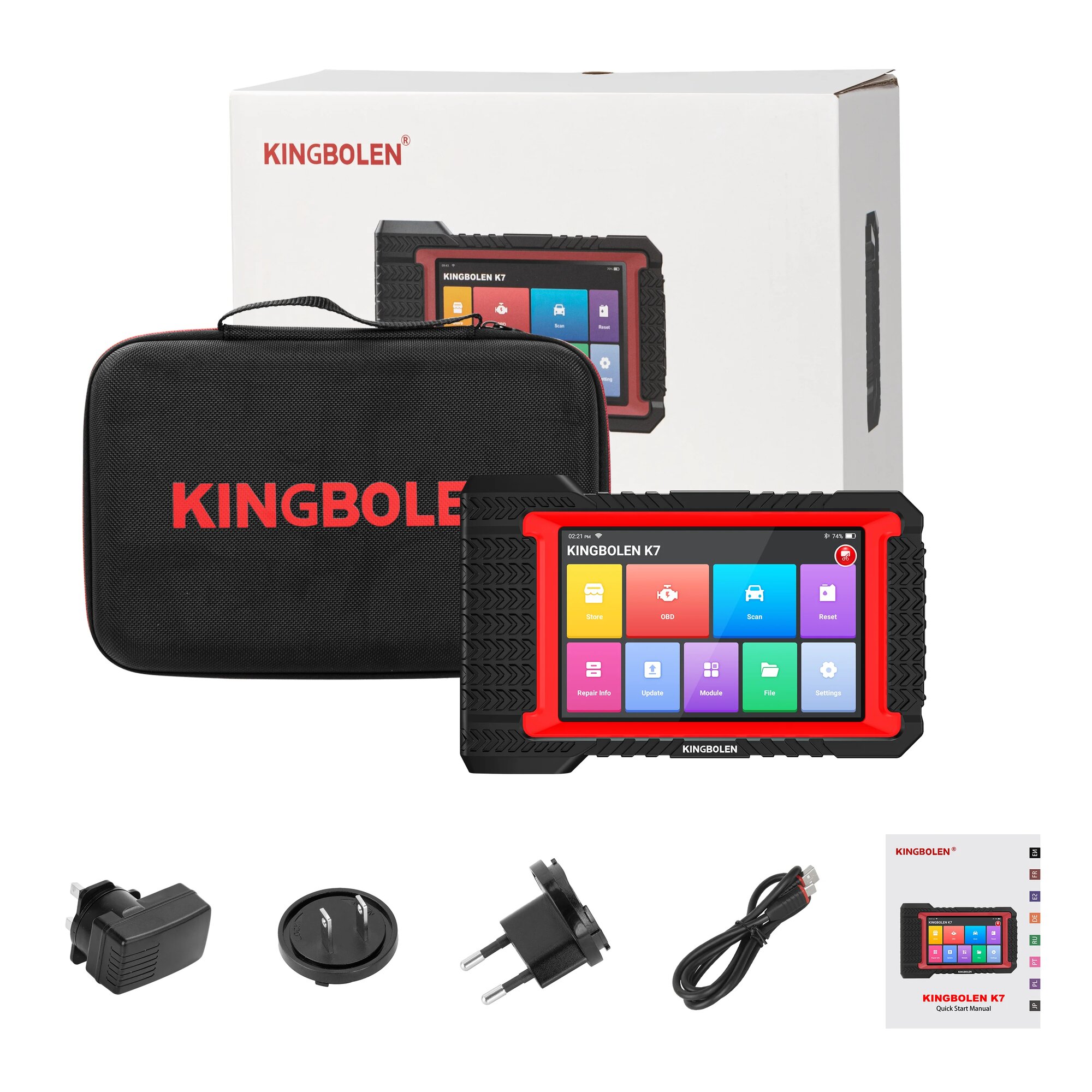 KINGBOLEN K7 Автомобильный диагностический инструмент Сканер OBD2 полной системы Кодирование ECU Активный тест 28 сбросов Сброс AF Обновления бесплатно на всю жизнь Скан