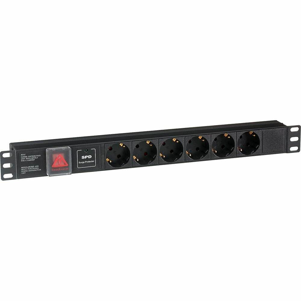 Блок розеток ExeGate ServerPro PDU-19H607 Al-6S-C14-SW-SPD1 19 1U алюминий 6Schuko С14 SPD1280832