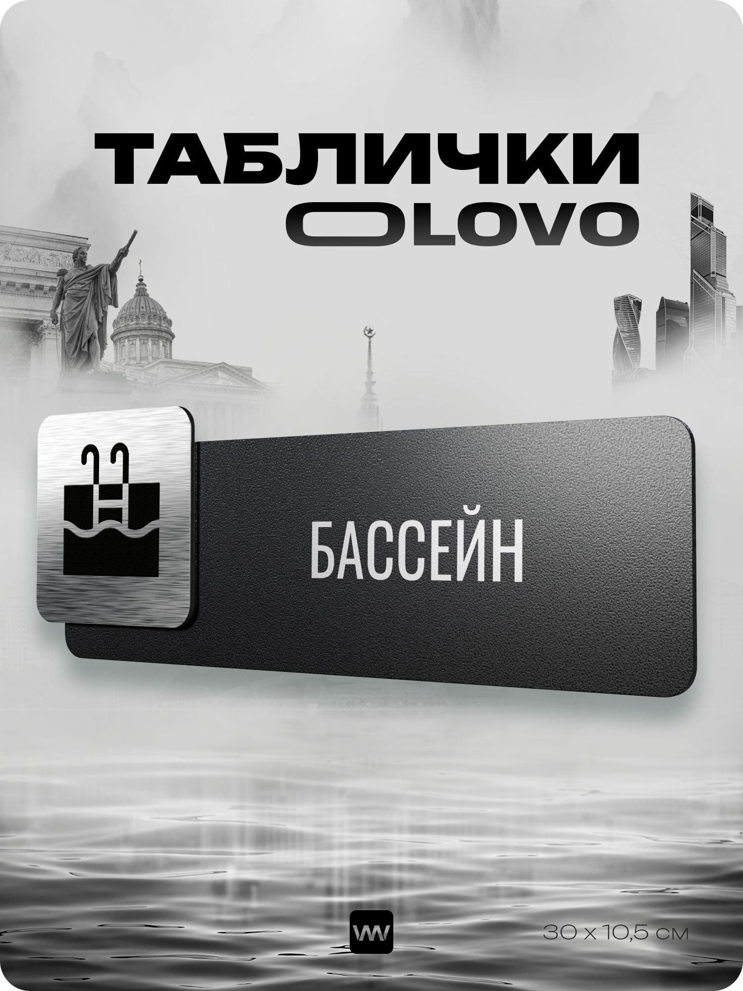 Табличка "Бассейн" на дверь, стену, для офиса, общественного места, ресторана, OLOVO/олово SLV, Айдентика Технолоджи