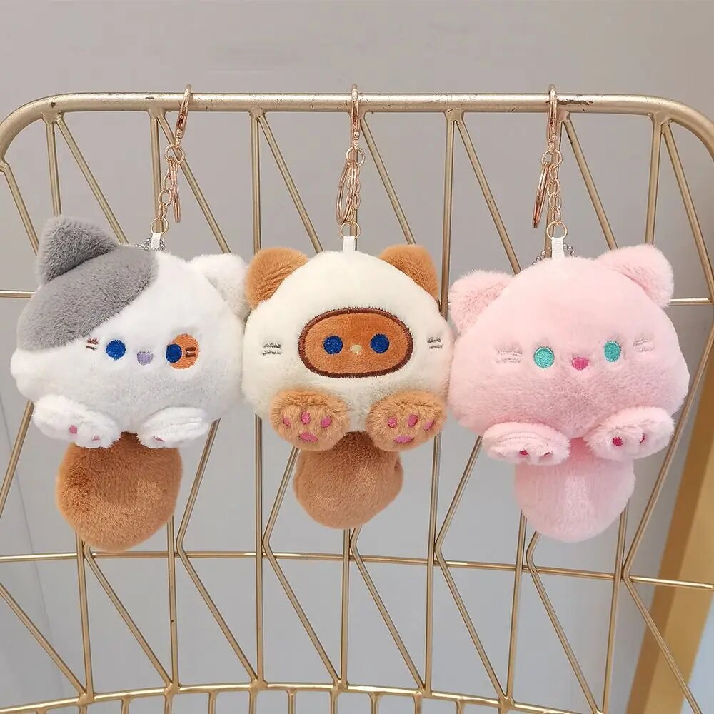 Плюшевый брелок-кот Белый Cat White Grey Key