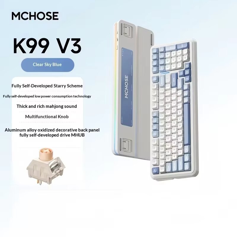 Механическая клавиатура MCHOSE K99 V3, беспроводная, цвет товара Sky Blue — фото 1