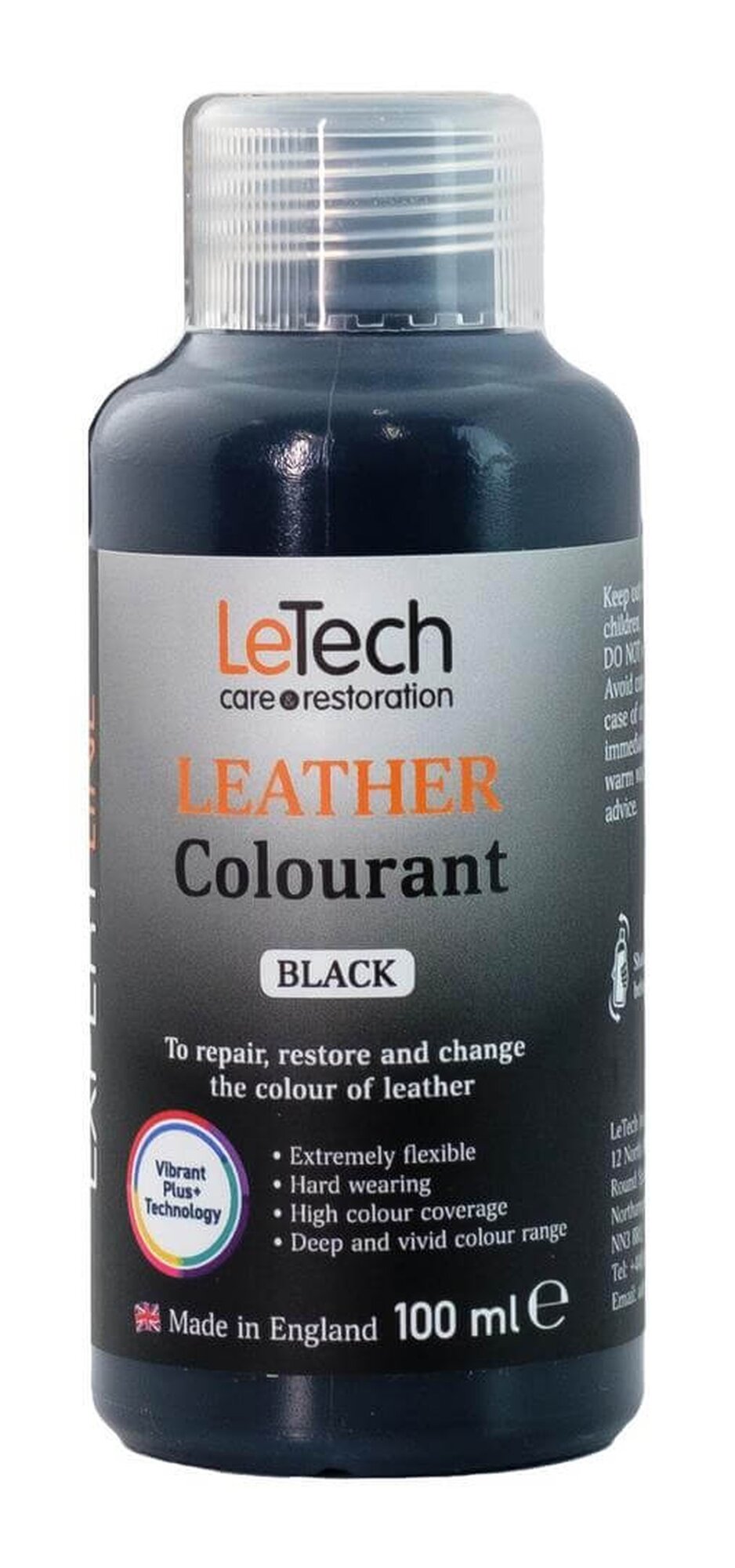Краска для кожи LeTech Leather Colourant Black EXPERT LINE, 100 мл