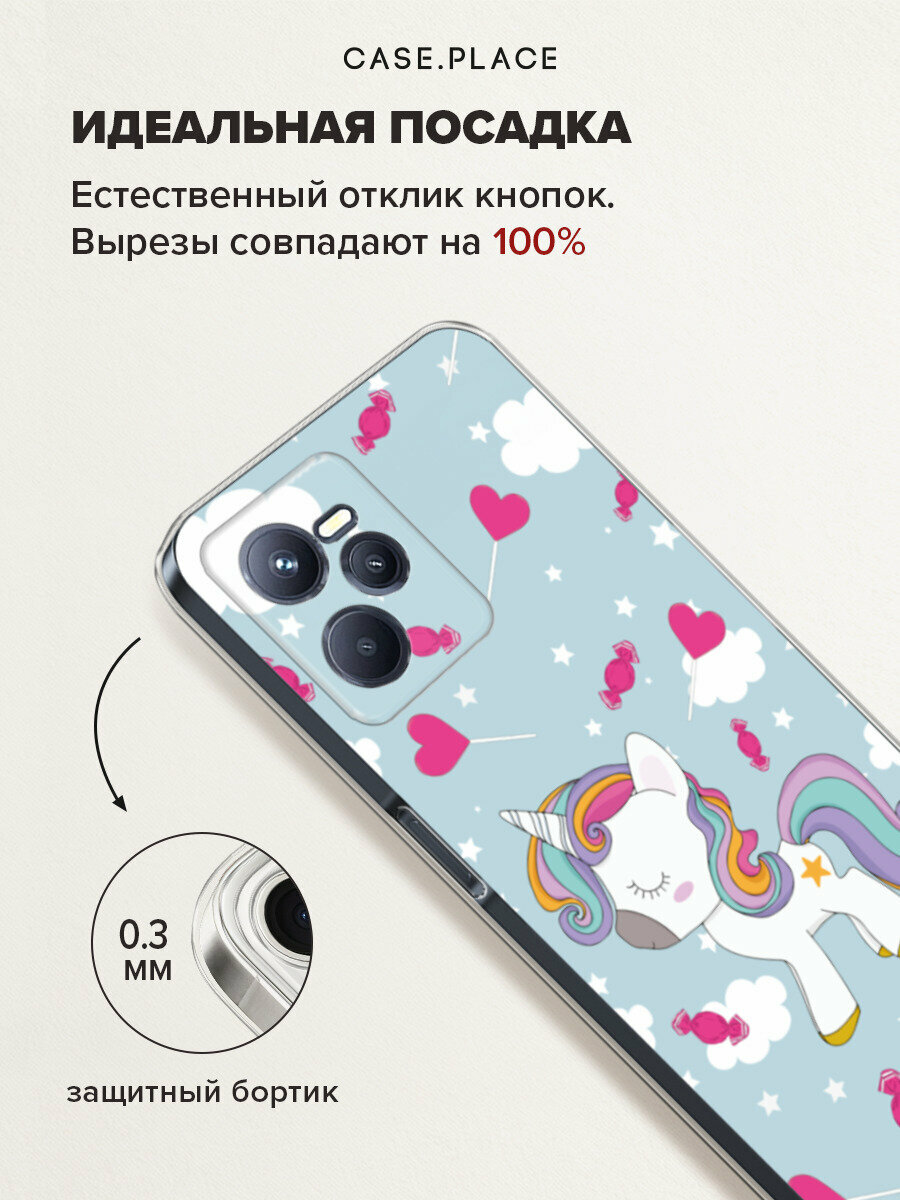 Чехол на Realme C35 / Реалми C35 с принтом "Сладкий единорожек" — фото 1