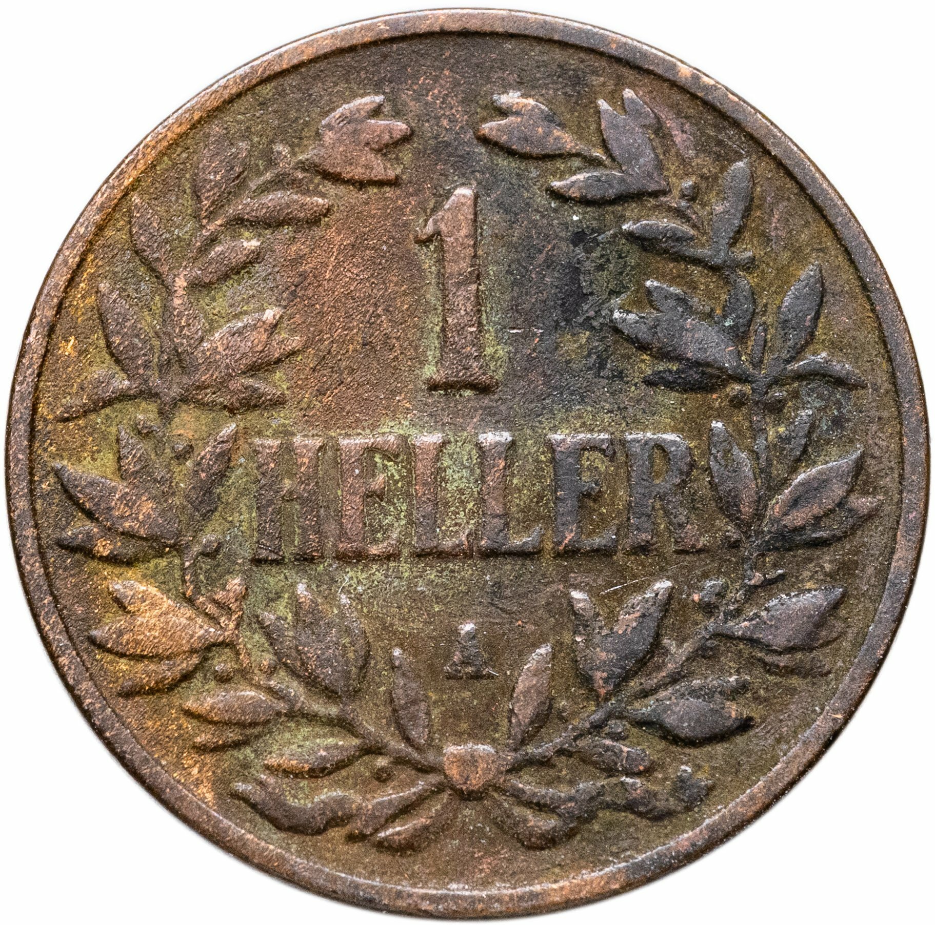Германская Восточная Африка 1 геллер heller 1904, знак монетного двора "A" — Берлин, Бронза, в сохранности F-VF