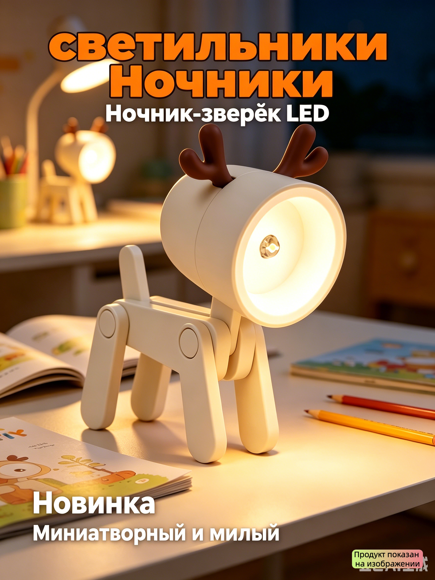 Ночник "Зверёк" LED, настольный, мягкий свет, работа от батареек, 1 шт
