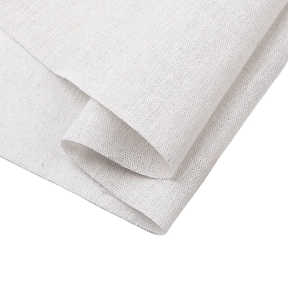 Хлопковая льняная ткань 150x100 см однотонная для рукоделия Белый, White