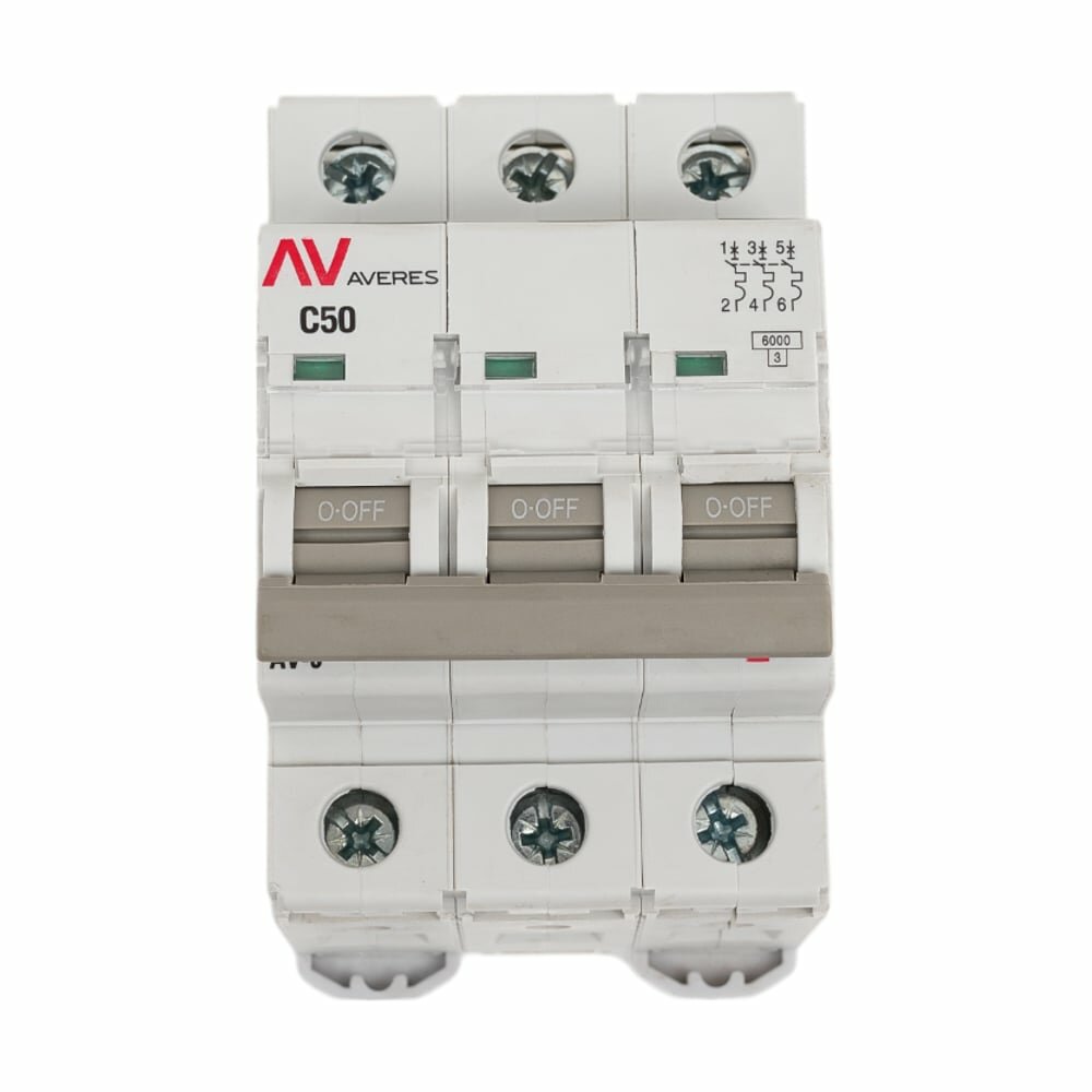 Автоматический выключатель EKF AV-6 3P 50A 6kA AVERES mcb6-3-50C-av