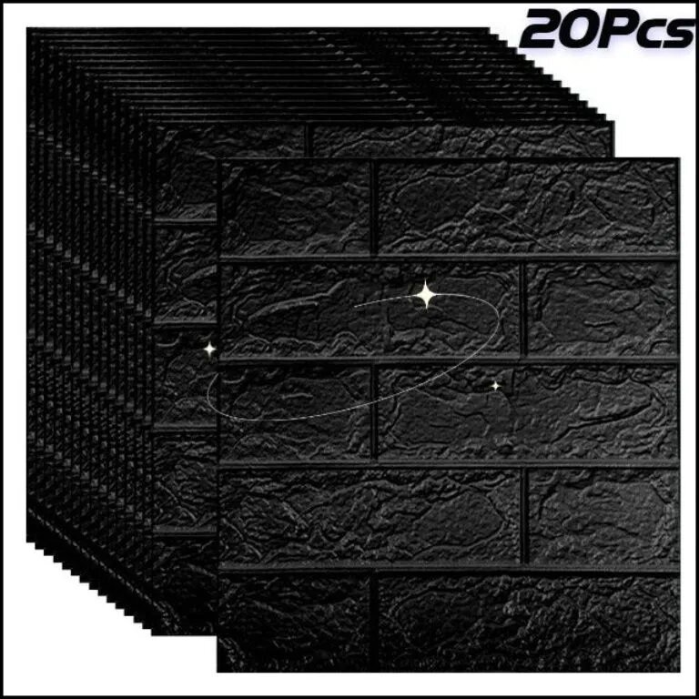 20 стена из черного кирпича, самоклеящаяся доска 35x38,5 см, толщина 3,5 мм/ ПВХ-доска, подлежащая очистке