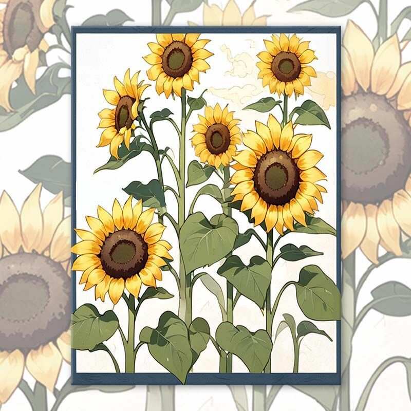 Рисунок с подсолнухом на холсте DIY, 60x75 см, готов к раскрашиванию, декор гостиной