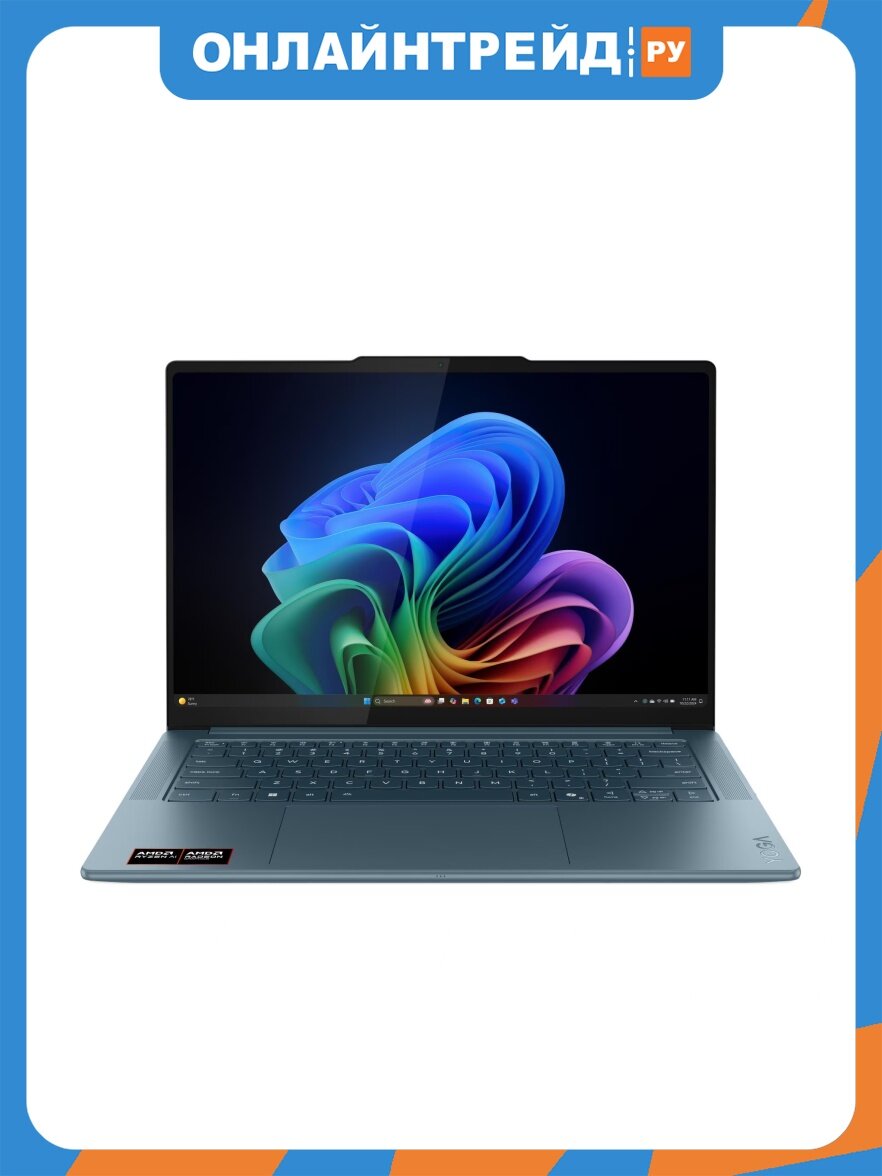 Ноутбук Lenovo Yoga Pro 7 14AKP10 14.5" 3K OLED 90Hz 500nits Ryzen AI 7 350(2.0ГГц), 32Гб LPDDR5x, SSD 1Тб, Radeon 860M, без ОС, Tidal Teal