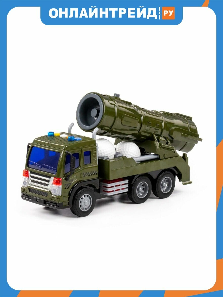 Игрушка инерционная Полесье 95329 Сити, автомобиль с зенитно-ракетной установкой (со светом и звуком, стреляет шариками)