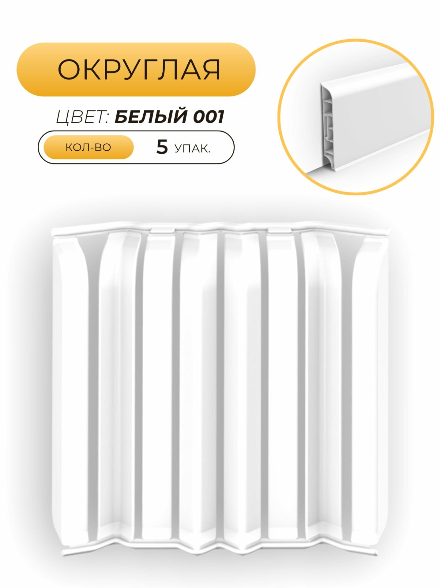 Ideal Комплект накладок округлых дюра, 80 мм, Белый, 5 упаковок