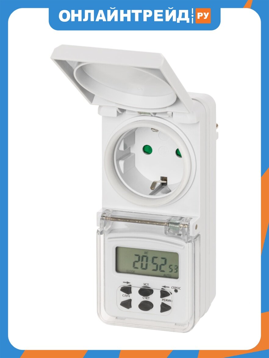 Таймер розеточный Tdm Electric ТРЭ-02-1мин/7дн-10on/off-8А-IP44 (недельный, защита от влаги), SQ1506-0005