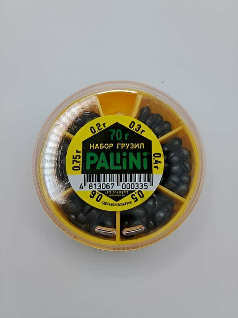Набор грузиков для рыбалки PALLINI (вес 0.2, 0.3, 0.4, 0.5, 0.6, 0.75 г) 70 г, свинцовые рыболовные грузила