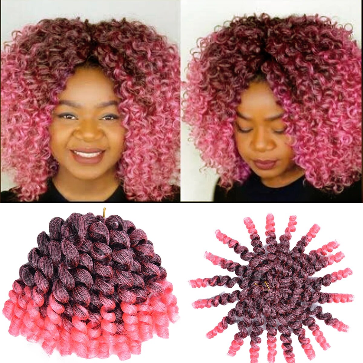 Luoyudu 8 дюймов синтетические косы для афроплетения 8inches 20strands, TPink