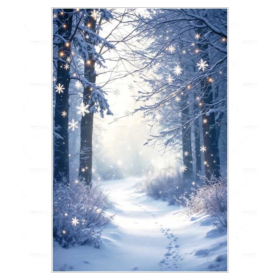 Фотофон виниловый "Enchanting Snowy Woodland", 60x90cm, JJDT00567