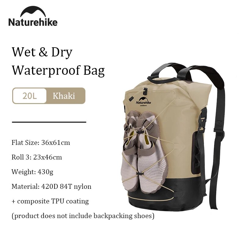 Naturehike водонепроницаемый рюкзак 20/30/40 л для активного отдыха 20L Khaki