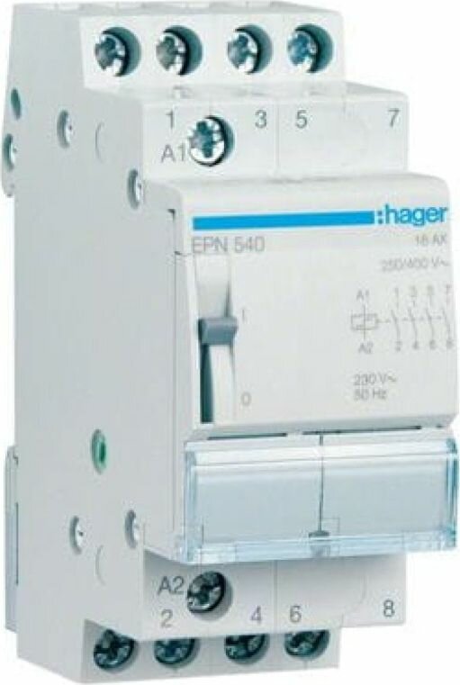 Реле HAGER EPN540 установочное, бистабильное, NO x4, Монтаж: DIN, 16А, -5-40 град. C