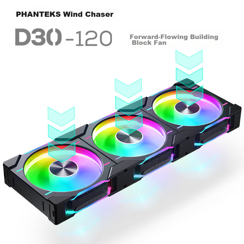 PHANTEKS D30 12 см радиатор водяного охлаждения для корпуса с ARGB-подсветкой, регулируемый вентилятор, 30 мм толщина,