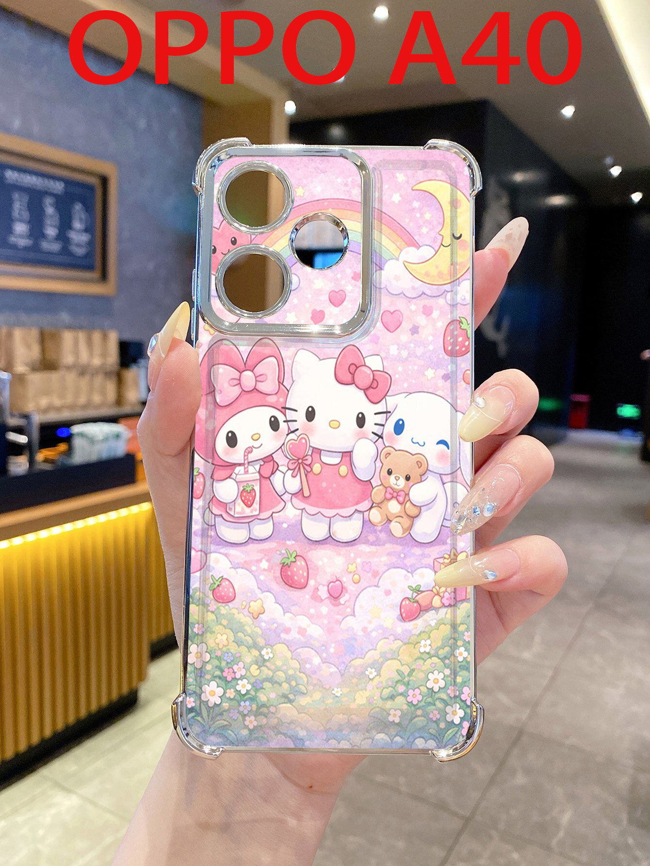 Мягкий чехол с гальваническим покрытием для OPPO A40 4G с милыми Куроми, Мелоди и Hello Kitty.