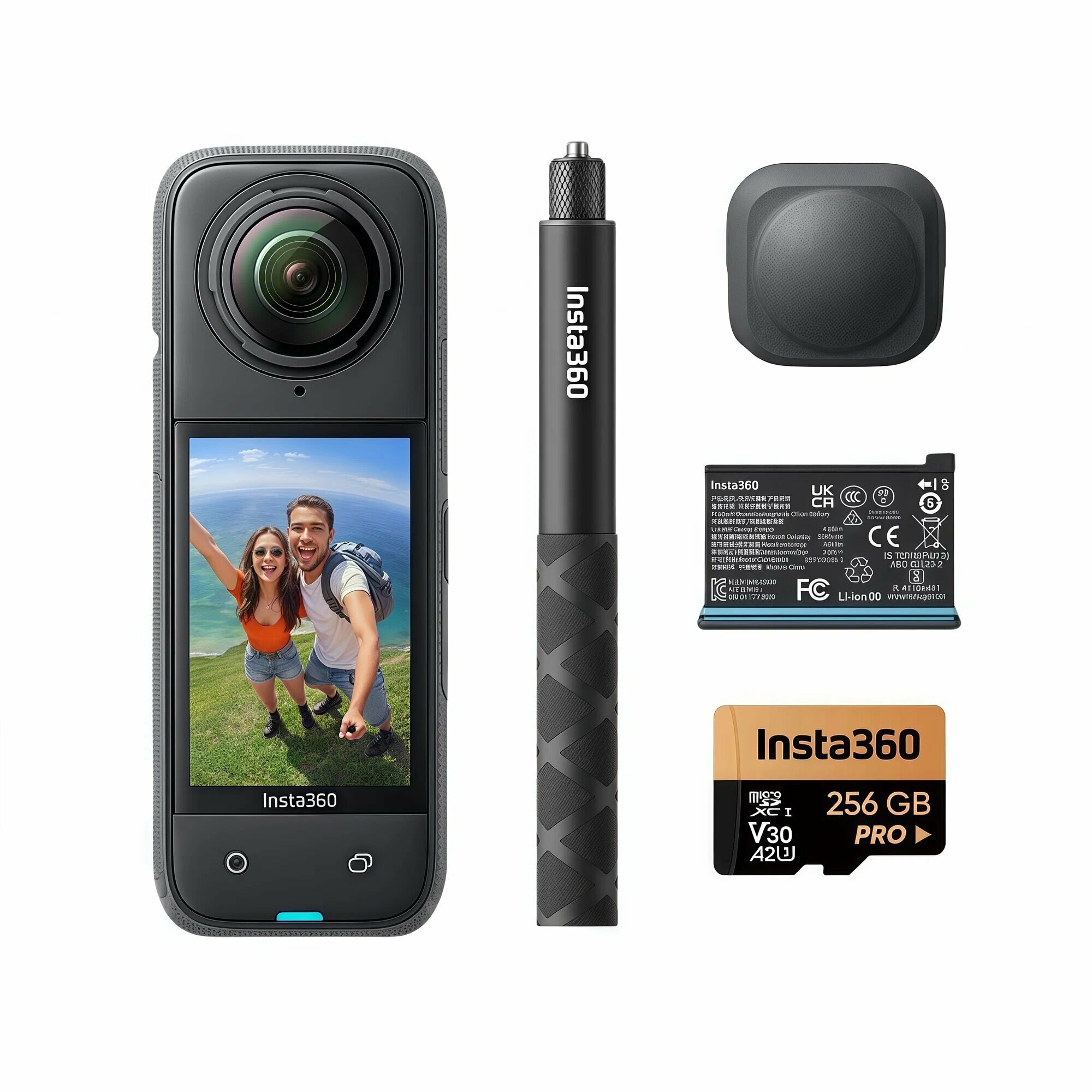 Экшн-камера Insta360 X4 Starter Bundle с картой памяти 256ГБ – 8K, водонепроницаемая 360° широкоугольная съемка 4K видео