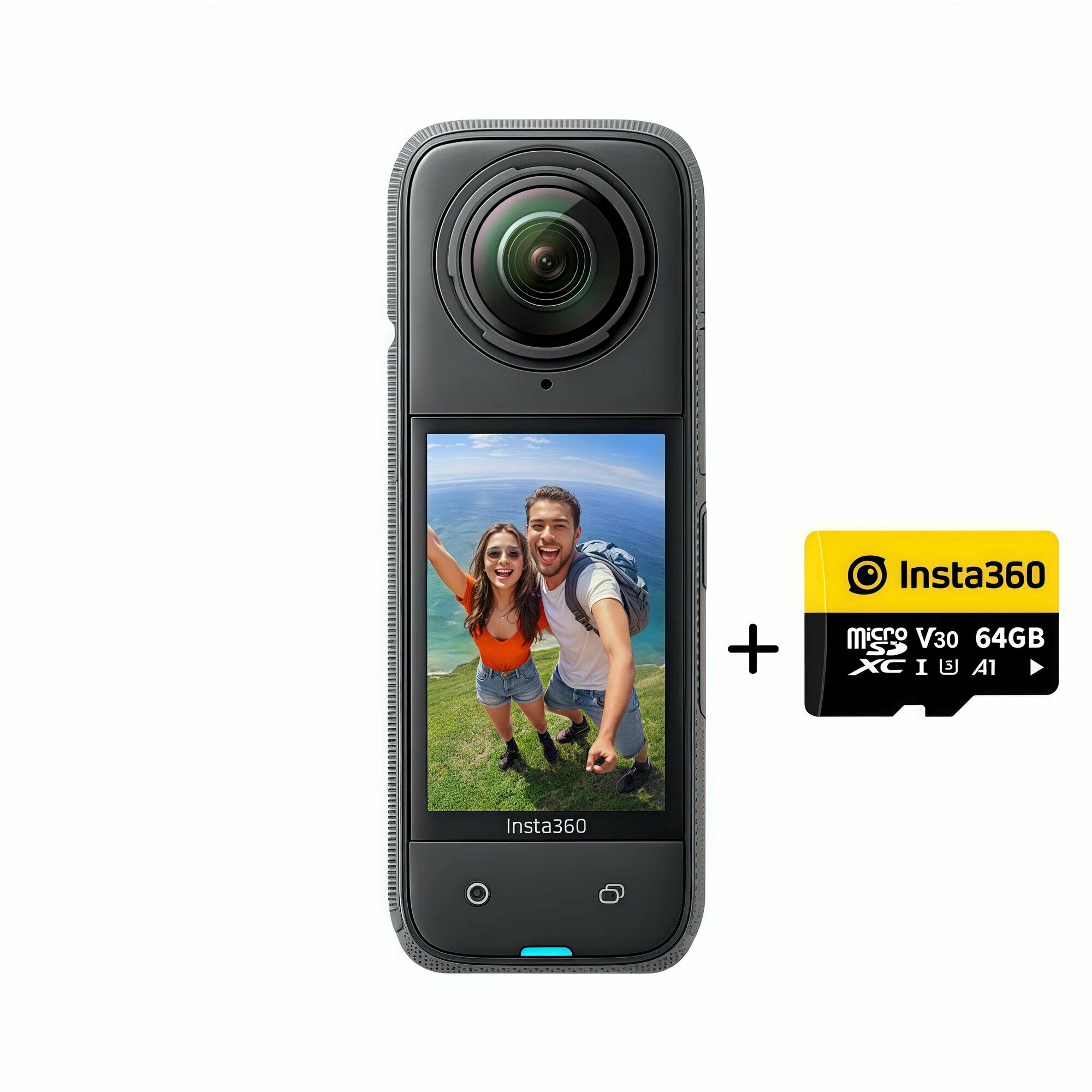 Экшн-камера Insta360 X4 Standard Bundleс картой памяти 64ГБ – 8K, водонепроницаемая, 360°широкоугольная съемка 4K видео