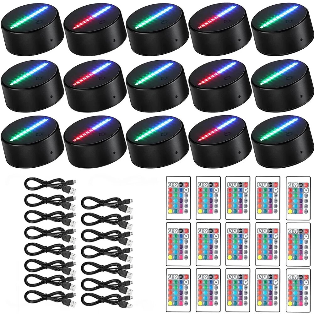 3D LED лампа 16 цветов, пульт, черный