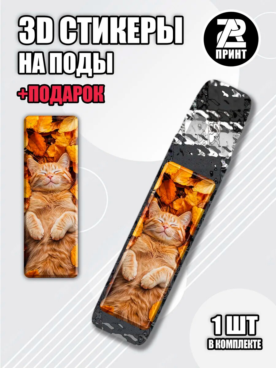 3Д наклейки на иксрос Котик в листьях