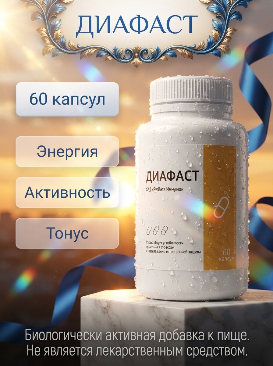 БАД Русвита Иммуно, на растительной основе Диафаст, натуральный состав, 60 капсул