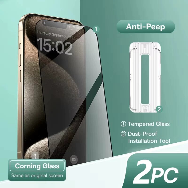 Baseus Corning закаленное стекло защитная пленка для iPhone 15 Pro Max - приватность анти-просмотр 2 шт