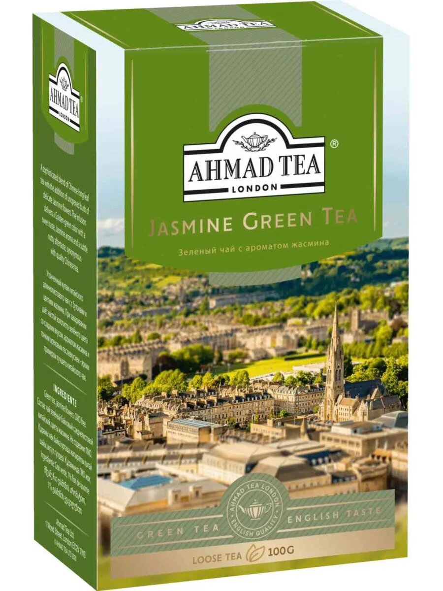 Чай Ahmad Tea, листовой, зеленый, с жасмином, картонная упаковка, 200г