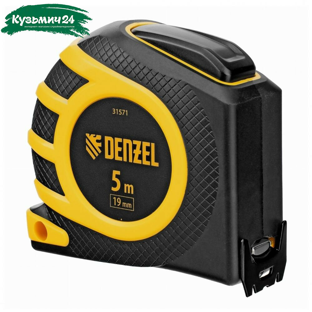 Рулетка Denzel 31571, магнит, двухсторонний зацеп, нейлон, 5 м х 19 мм