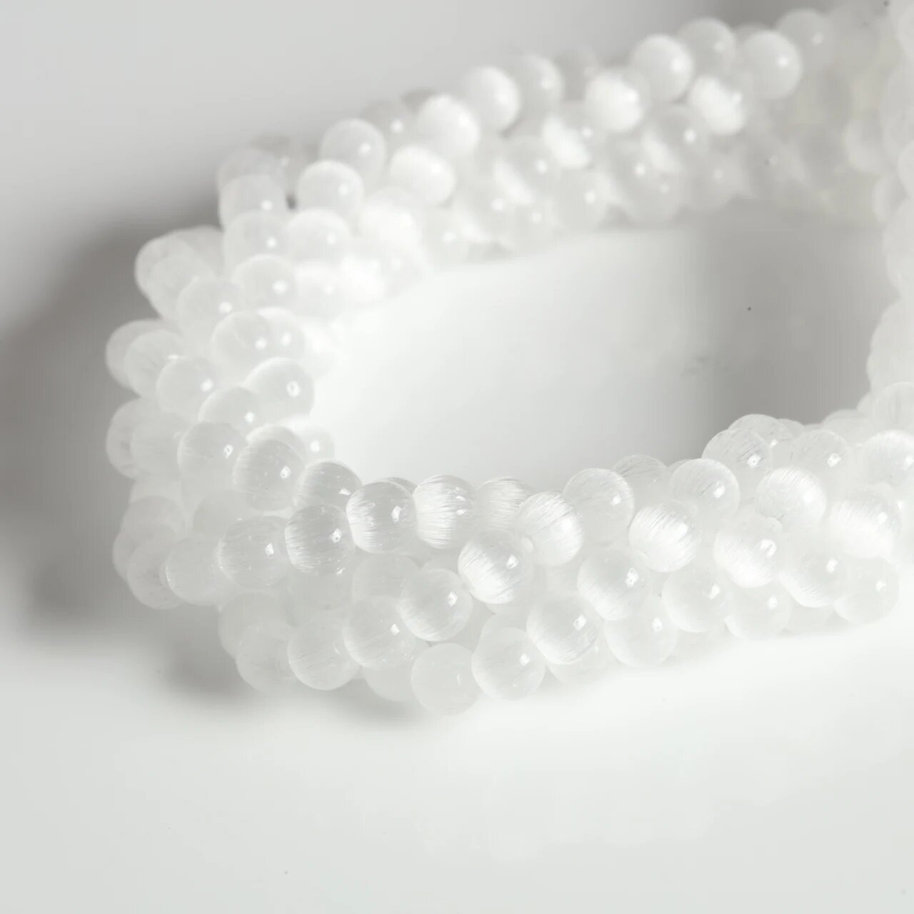 Стеклянные бусины «Кошачий глаз» 4/6/8 мм 4mm 600pcs, Белый, White