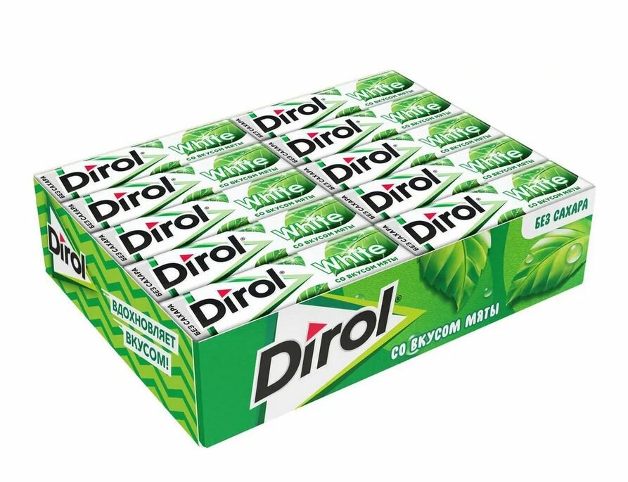 Dirol Жевательная резинка Мята 13,6 г, 30 шт в коробке
