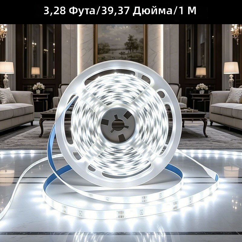 Светодиодная лента 2835 со штекером USB, 1 м, дневной свет, с выключателем и возможностью резки