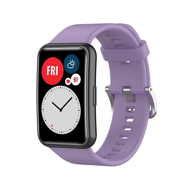 Cиликоновый ремешок c серебристая стальная застежка для смарт-часы Huawei Watch Fit (TIA-B09/TIA-B19) /Watch Fit New/Watch Fit Special Edition (B39)
