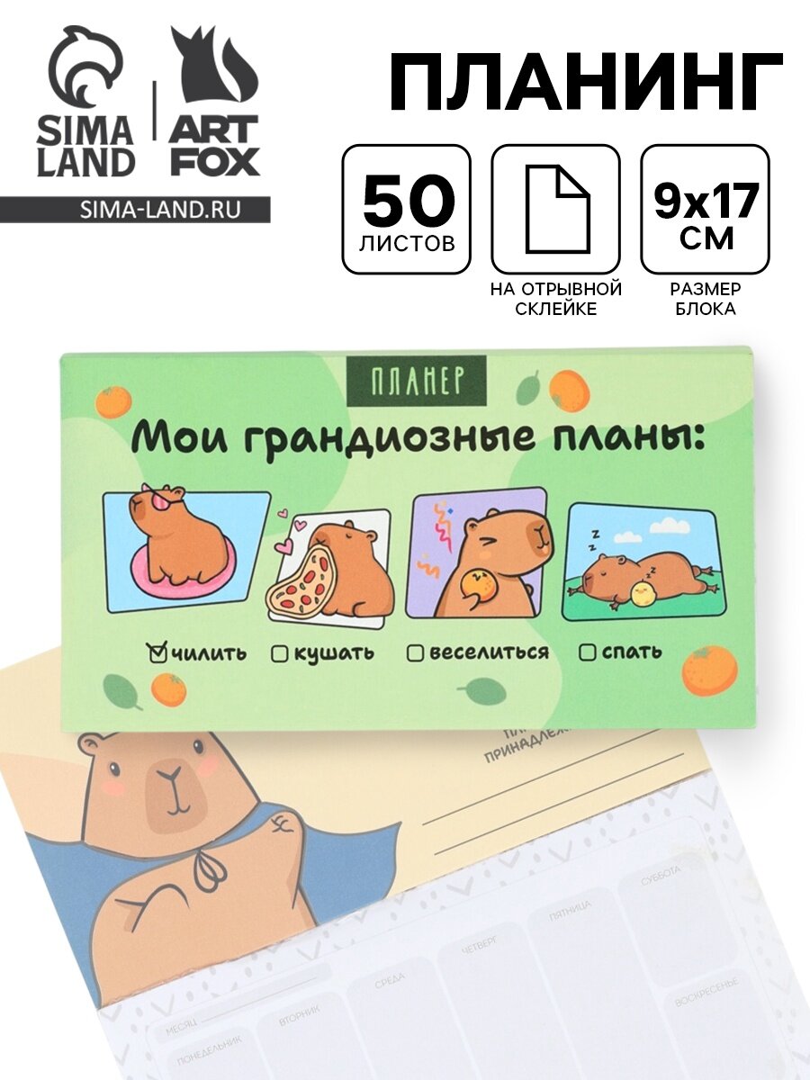Планер с отрывными листами, 50 л. «Капибары»