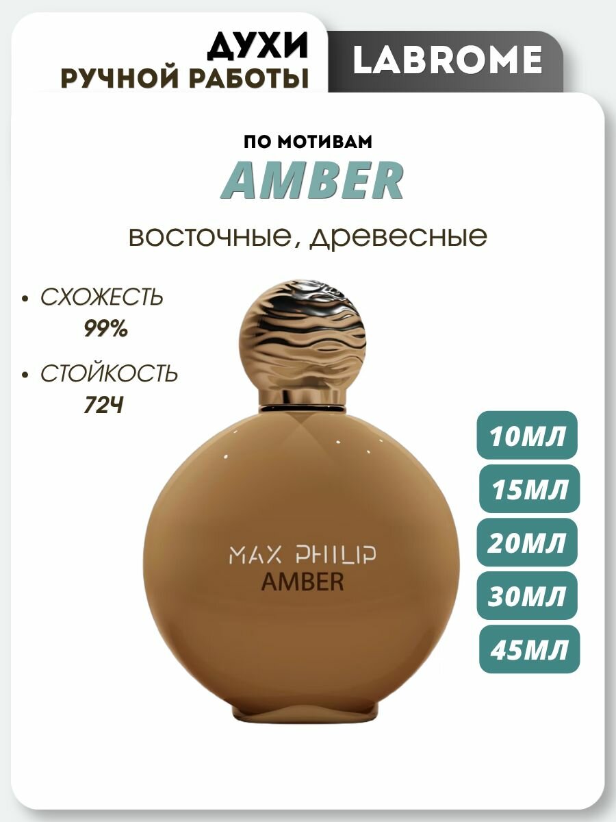 Amber (Амбер) духи ручной работы с ароматом шафрана, розы и кожи