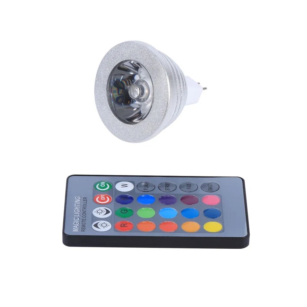 Светодиодная лампа MR16 3W RGB 12V24V с пультом для дома и бара