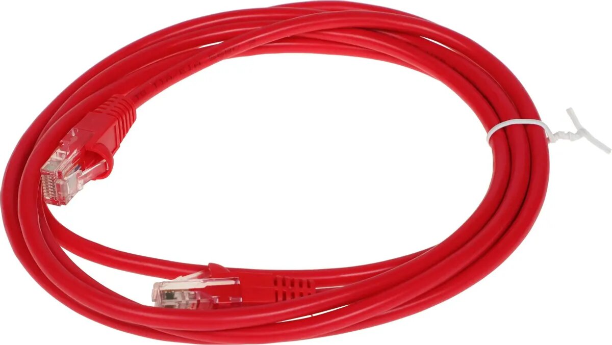 Патч-корд Buro литой (molded), UTP, кат.5E, 2м, 4 пары, 26AWG, алюминий омедненный, многожильный, красный