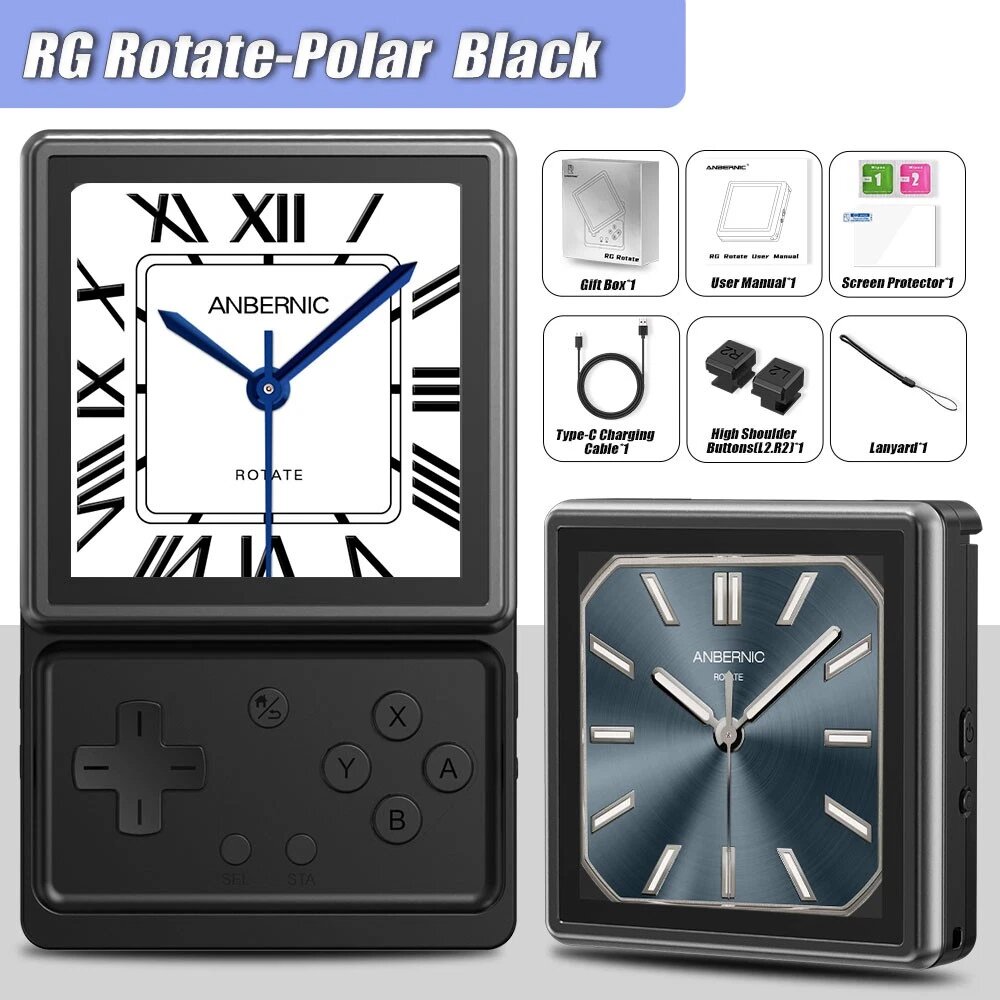 Портативная игровая консоль ANBERNIC RG Rotate, процессор T618, Android 12, сенсорный экран 3,5 дюйма, аккумулятор 2000 мА·ч